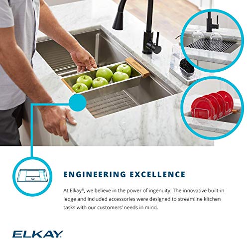 Elkay Crosstown 16 Gauge Workstation Stainless Steel, 31-1/2" x 18-1/2" x 9" Equal Double Bowl Sink Kit with Aqua Divide