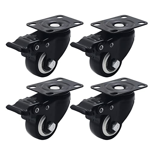 Castors Swivel Castor Wheels Industrial Plate Casters, Lockable Bearing Caster Wheels with Brakes, Swivel Casters for Furniture and Workbench, Set of 4, Swivel Caster with Brake Castor Wheel (Color :