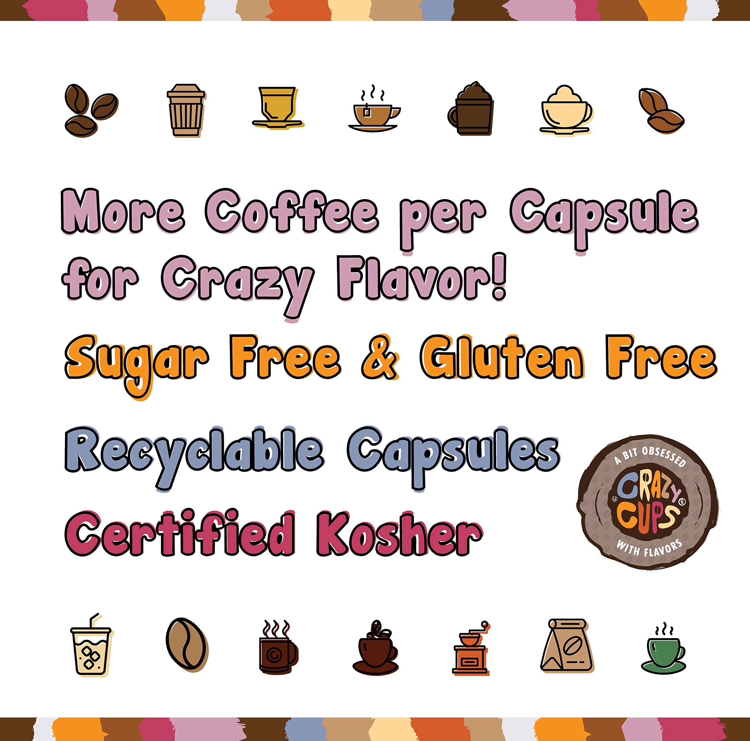 Crazy Cups Flavored Coffee for Keurig K-Cup Machines, Death by Chocolate, Hot or Iced Coffee, 22 Single Serve, Recyclable Pods