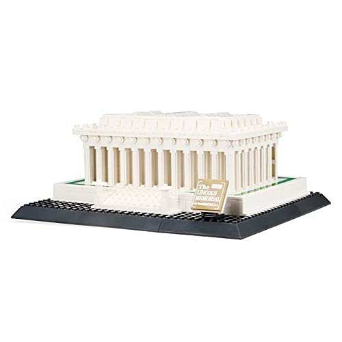 The Lincoln Memorial Building Blocks Toy Bricks Well Detailed Set Architecture Toy Gift for Adults and Teens Washington DC Bricks Modular Set with Memorial Sign Marker for Teens and Adults