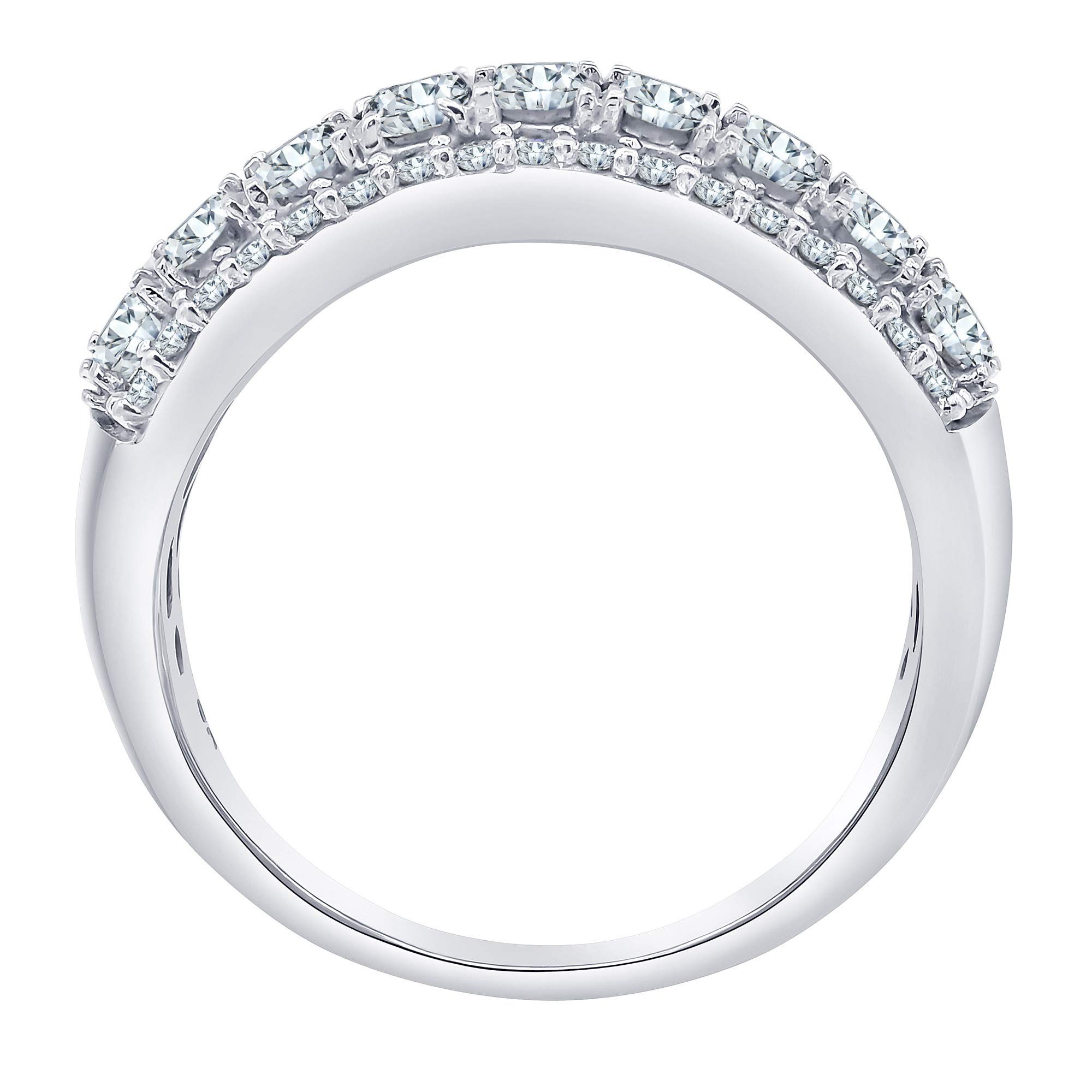 Beyond Brilliance 2.00 Carat, Prong-Set 10K White Gold Round Cut Diamond Multi-row Anniversary Ring (J-K - I2-I3) Natural Diamond Jewelry for Women | Gift Box Included
