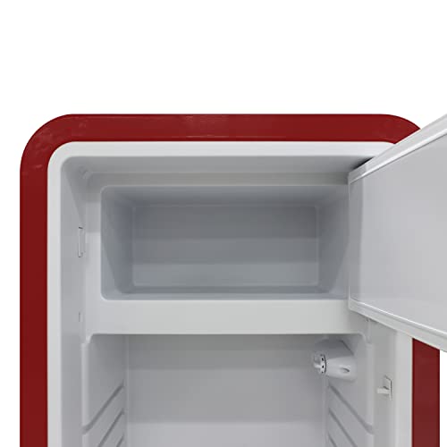 BRAMA Retro Fridge with Top Freezer 9.9 Cu.Ft. Full Refrigerator for Apartment, Condo, House, Kitchen, 24-Inch, Red