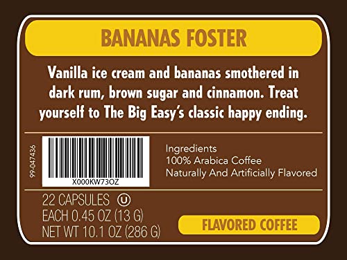 Crazy Cups Flavored Coffee for Keurig K-Cup Machines, Bananas Foster Flambe', Hot or Iced Drinks, 22 Single Serve, Recyclable Pods