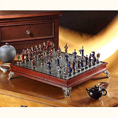THPT Chess Chinese Creative Three-Dimensional Figure Solid Wood Ornaments Enamel Color Chess Board Parent-Child Set Gift Board Games (Color : White,Transparent,Brown)