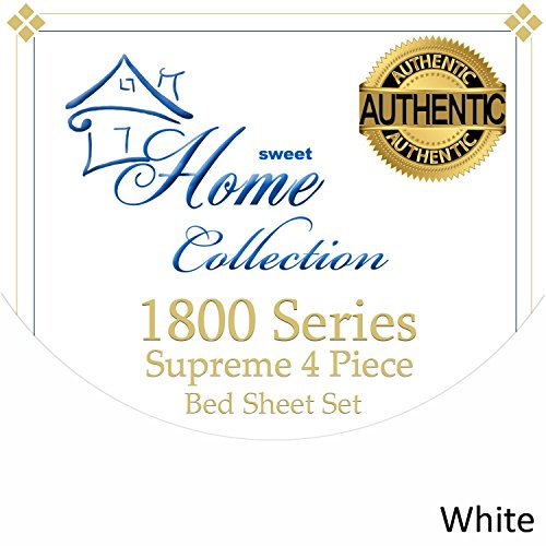Sweet Home Collection Supreme 1800 Series 4pc Bed Sheet Set Egyptian Quality Deep Pocket - King, White