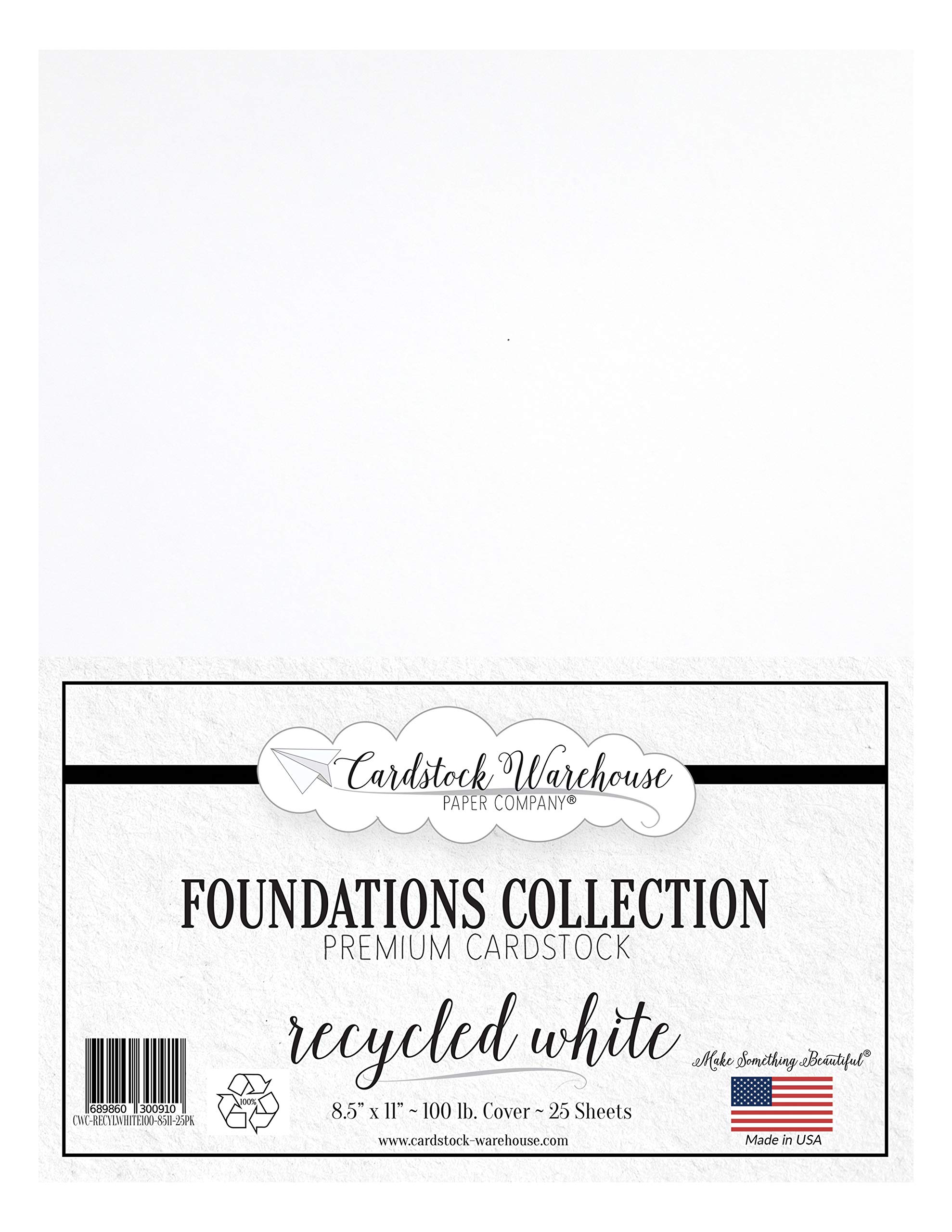 Cardstock Warehouse Foundations Barely Gray - 8.5 x 11" - 100 Lb. / 270 Gsm 100% Recycled Premium Cardstock Paper - 25 Sheets