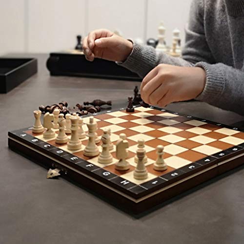 THPT Unique Wooden Chess Set Magnetic Chess Set Portable Folding International Chess Set Handmade Chess Pieces Double Rear Chess Board Board Games