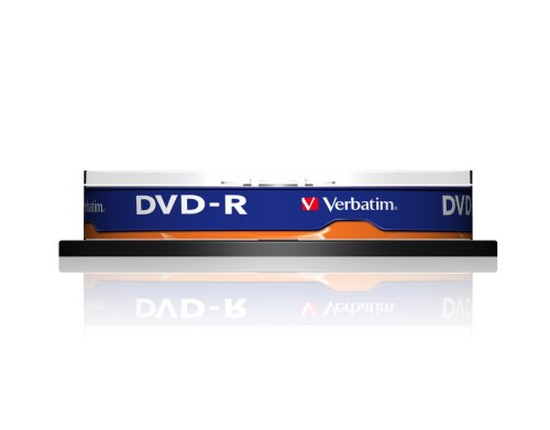 Verbatim DVD-R Discs with AZO Protection 10 Spindle Pack, Bulk Pack 10 x DVD-R Blank Discs with Hard Coat Scratch Guard and AZO Protection Against UV, 16x Speed, 4.7 GB