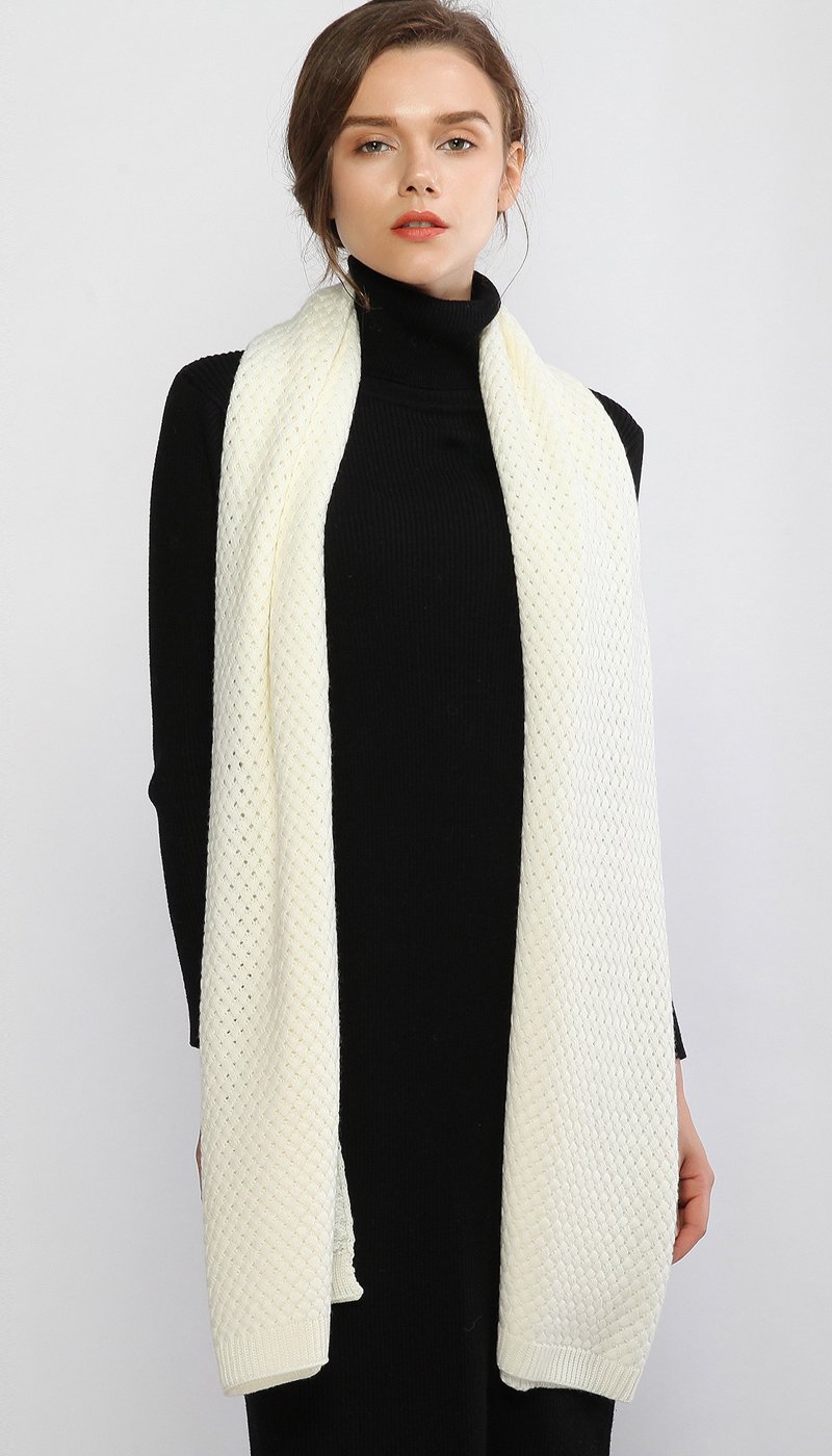RIIQIICHY Winter Scarfs for Women Cold Weather Chunky Knit Scarf Warm Thick Ivory Scarf Long Large Oversized Scarves