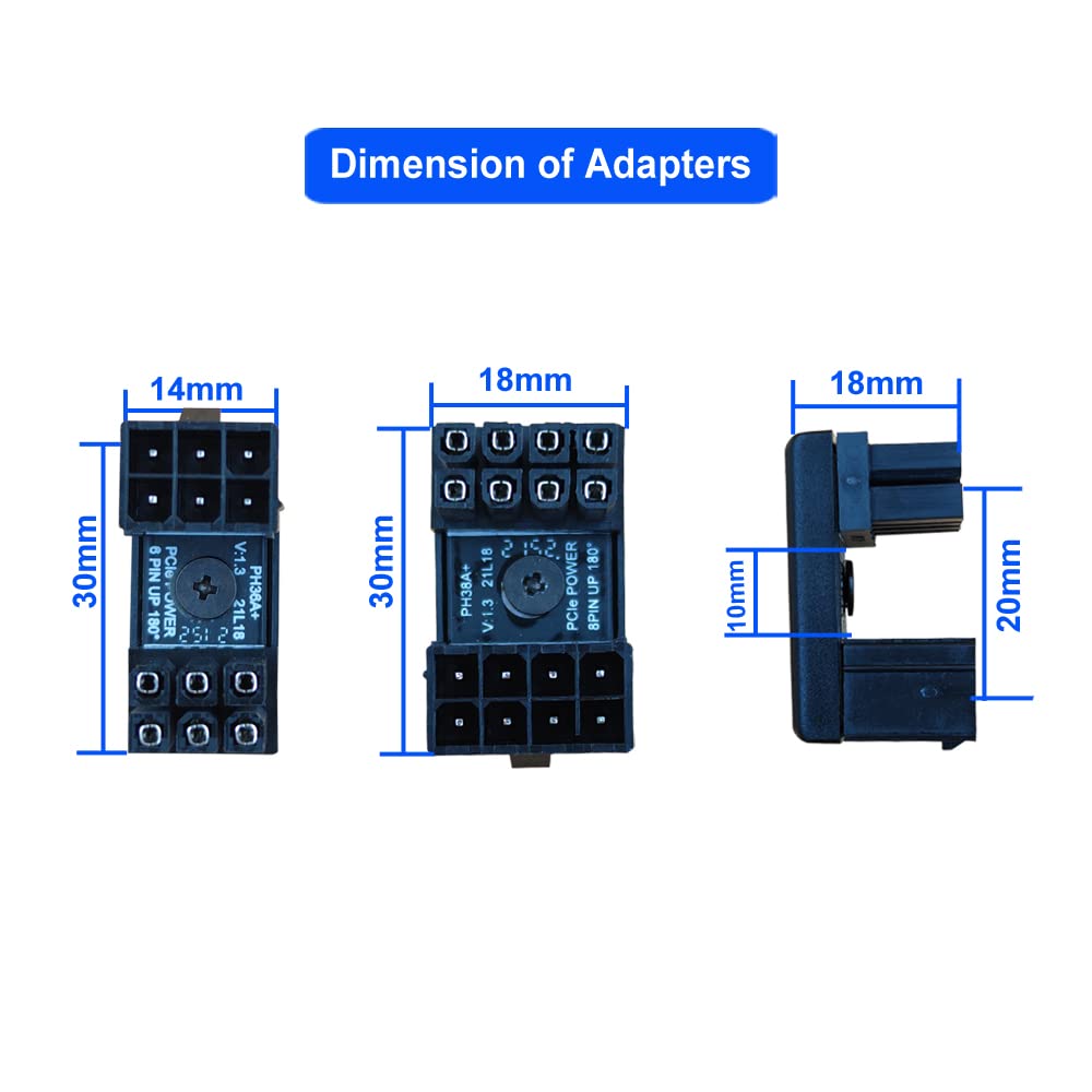COMeap (4-Pack) 8 Pin 180 Degree Adapter, Reverse Type GPU VGA PCIe 8 Pin U Turn 180 Degree Angle Connector Power Adapter Board for Desktop Graphics Card