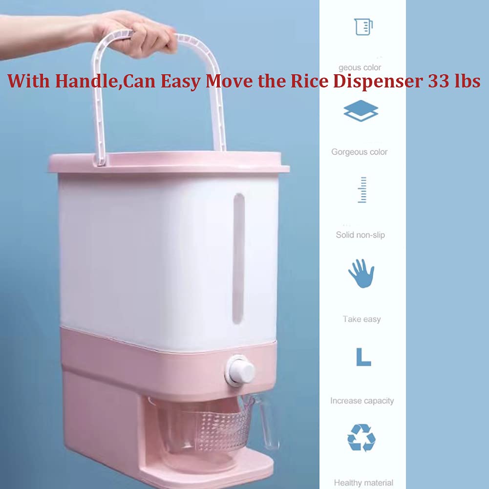 Creamoon WAQIA Rice Bucket Rice Storage Box Large Sealed Grain Container Grain Storage (pink)