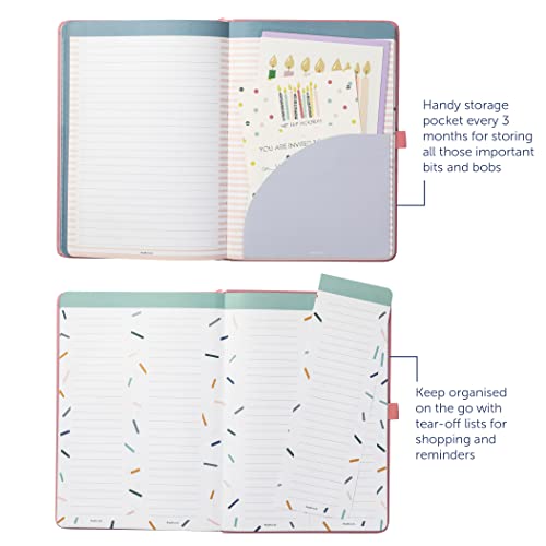 Busy B Mid Year A5 To Do Diary August 2022 - August 2023. Pink A5 Week to View Diary with Notes, Tear-Out Lists & Pockets
