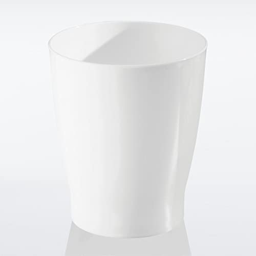 mDesign Round Plastic Bathroom Garbage Can, 1.25 Gallon Wastebasket, Garbage Bin, Trash Can for Bathroom, Bedroom, and Kids Room - Small Bathroom Trash Can - Fyfe Collection - 2 Pack, White
