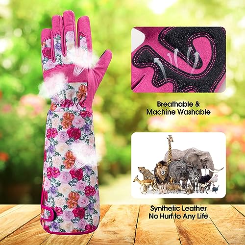 Long Gardening Gloves for Women/Men, Breathable Thorn Proof Rose Pruning Forearm Protection Gauntlet, Best Gifts for Gardeners with Yard & Outdoor Work, Recommended by Master Gardener Program