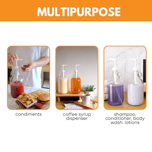 FastRack Laundry Detergent Dispenser | 1 G Clear Glass Dispenser with Pump for Commercial Soap Dispenser, Fabric Softener or Syrup Pump | 128 oz Capacity | Food Grade β ECO Friendly - Made in USA