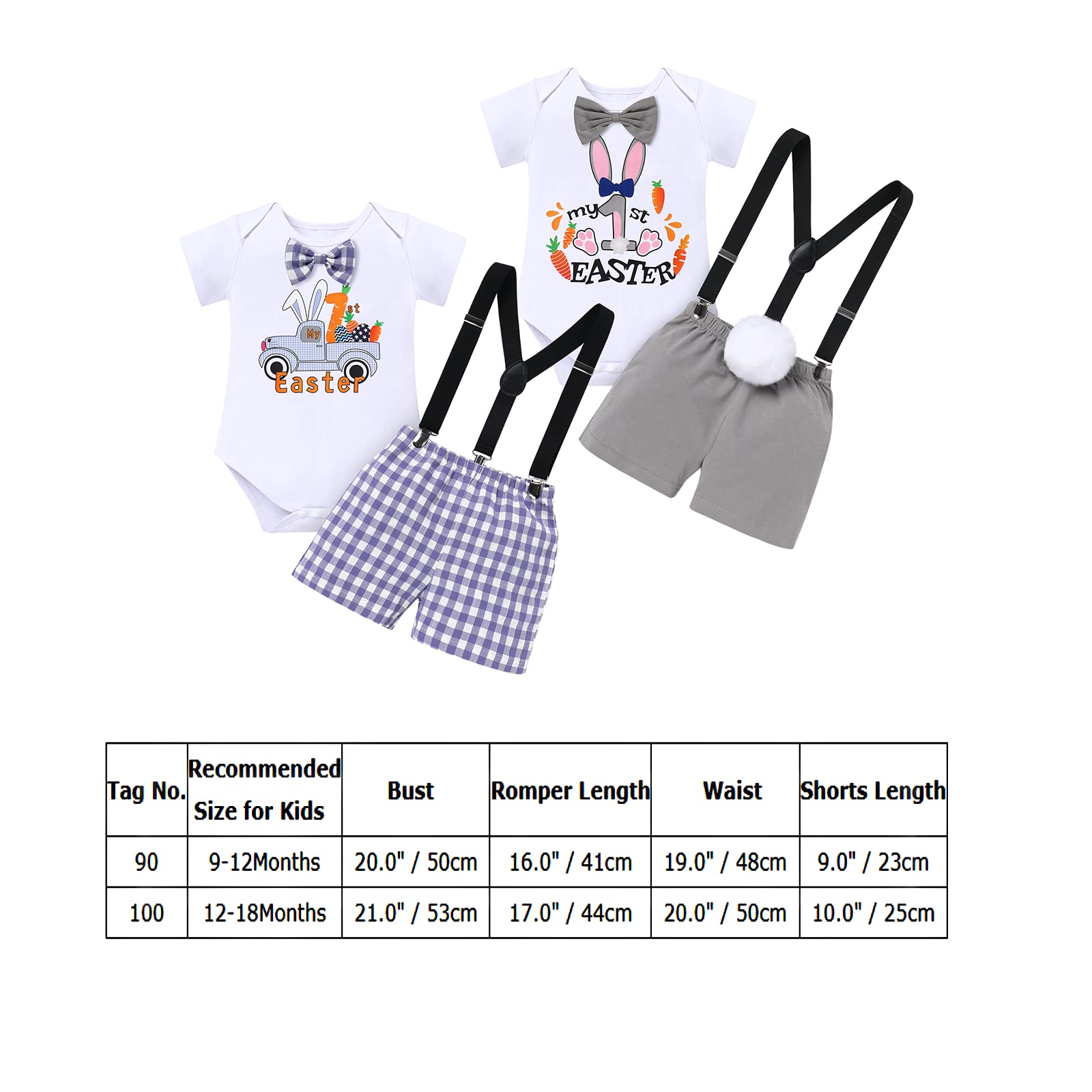 Easter Clothes for Boys, Easter Dressy, Easter Baby Clothes Easter for Toddlers Clothes Set Infant Bunny Romper Bodysuit Top Rabbit Pants Set with Suspenders Bunny - my 1st easter 9-12 Months