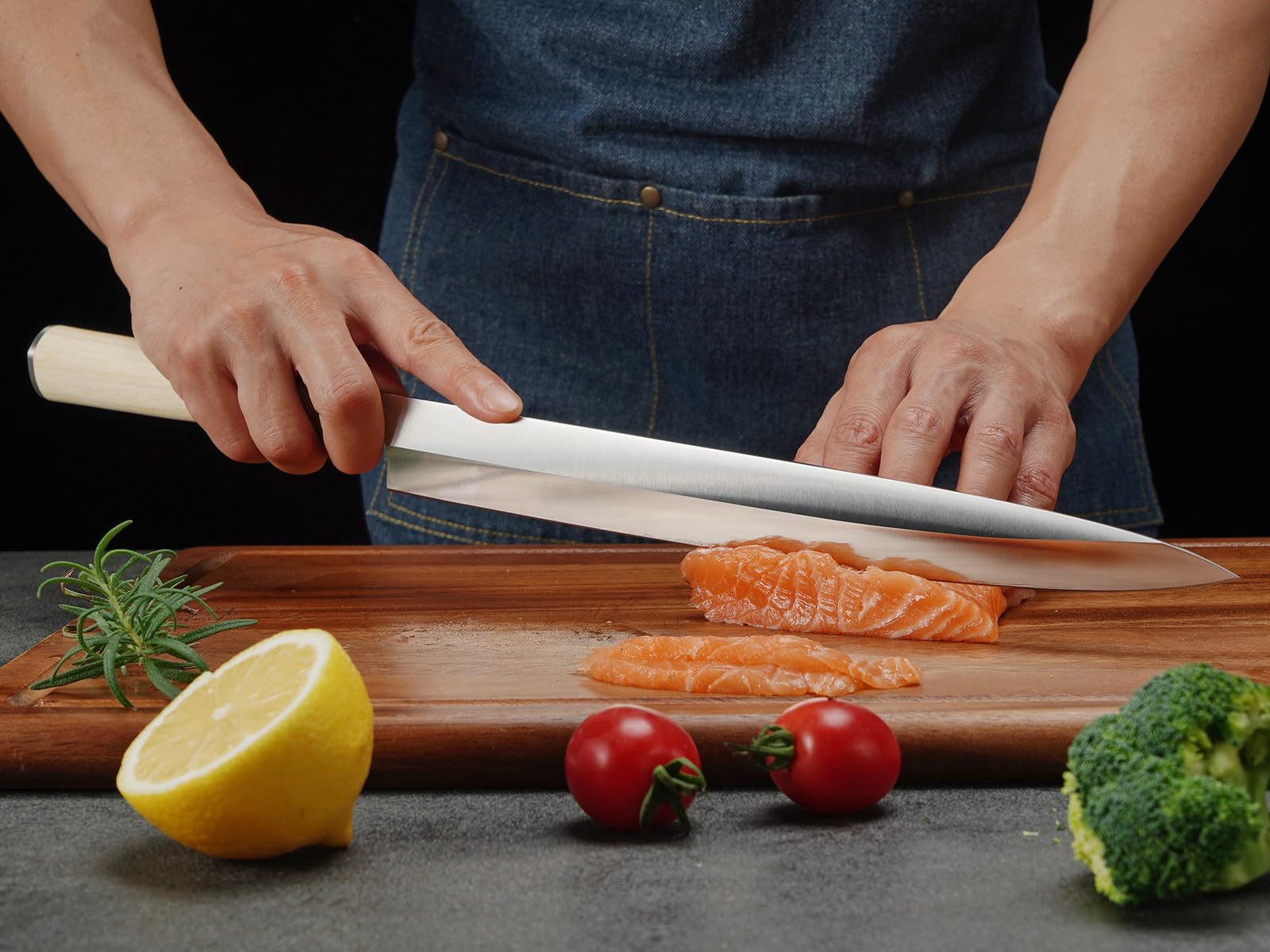 Hollory Sashimi Sushi Knife – 11.5 inch Japanese Yanagiba Slicing knife, Super Sharp Professional High Carbon Stainless Steel Single Bevel Fish Knife with Pakkawood Handle