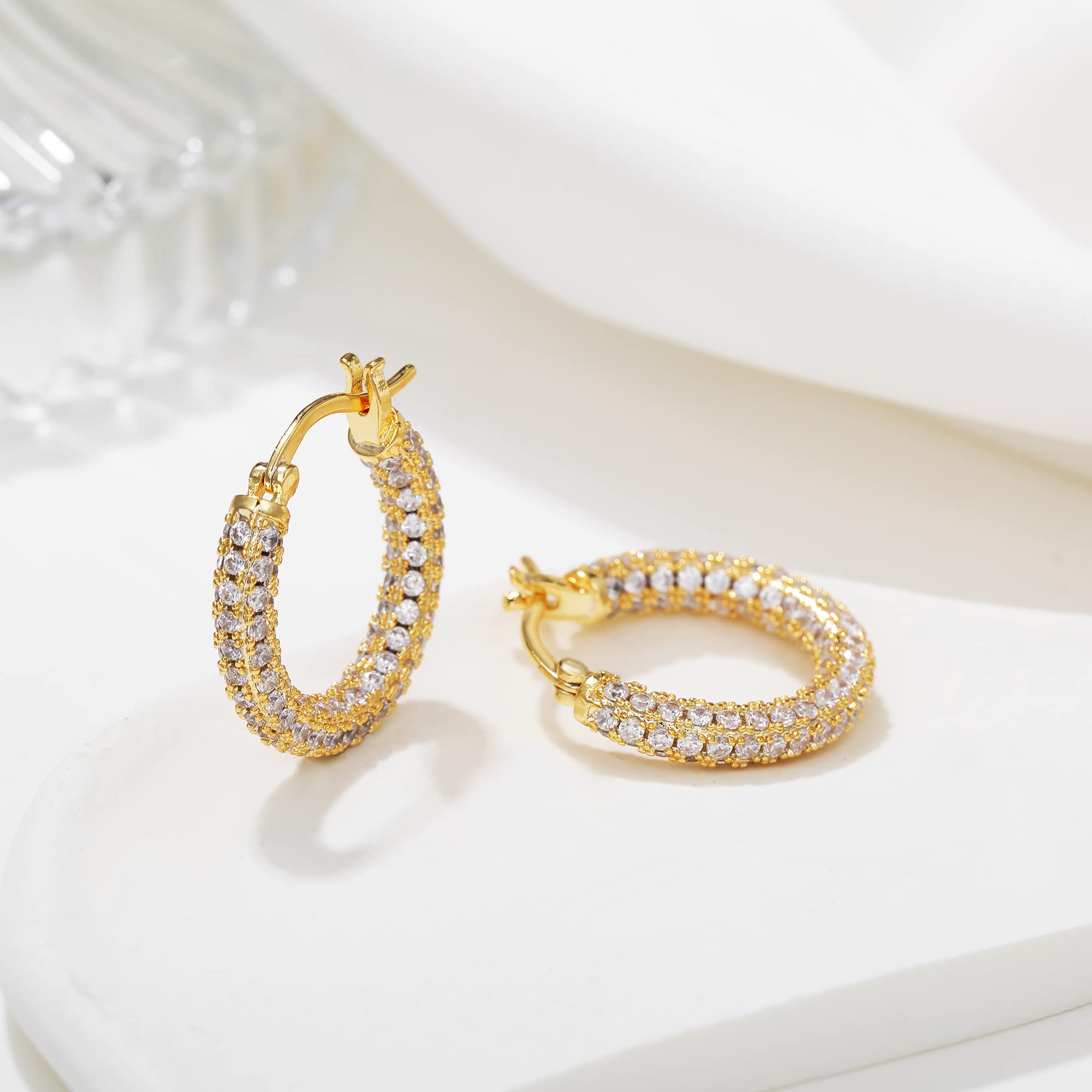 Cubic Zirconia Earrings for Women, Hypoallergenic Trendy Earing Aretes para Mujer