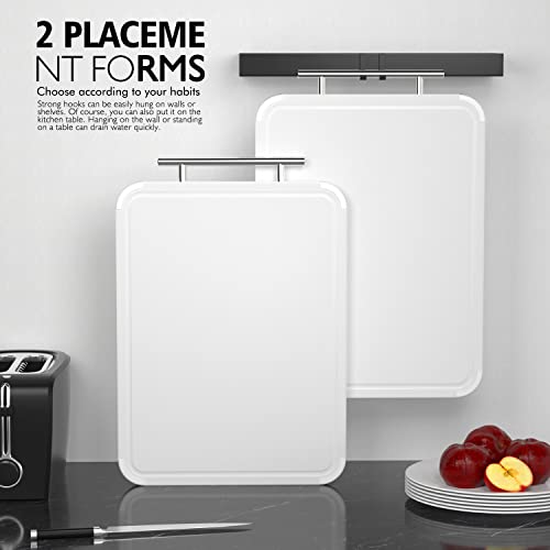 Cutting Boards for Kitchen β Large Plastic Kitchen Cutting Board, Dishwasher Safe Thick Chopping Board with Juice Grooves, for Meat, Fruits, Veggies, Easy Grip Handle, Non-Slip (White)