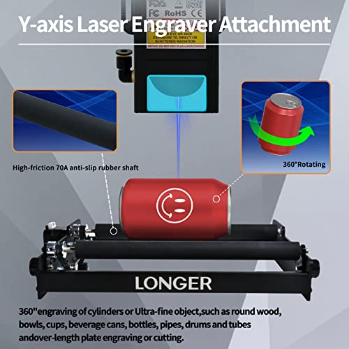 Longer Laser Engraver Rotary Roller, a Good Partner for Laser Engraving Machine, Y-axis Laser Engraver Attachment 360° Rotation, 6-100mm Engraving Space, Compatible with Other Brands of Engraver