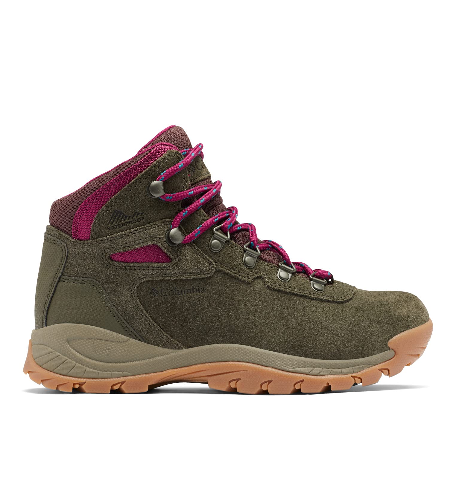 Columbia Women's Newton Ridge Plus Waterproof Amped, Peatmoss/Red Onion, 11
