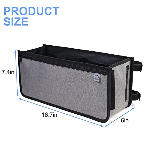 MDSTOP Walker Basket, Walker Bag Water Cup Holder, Foldable Walker Attachment Hands-Free Storage Bag for Elderly, Senior, Large Capacity with Zippered Phone Pocket (Not Fit Rollator Walkers) (Grey)