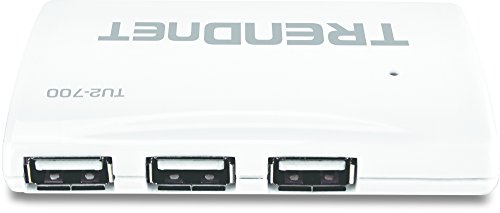 TRENDnet USB 2.0 7-Port High Speed Hub, 5V/2A Power Adapter, Up to 480 Mbps USB 2.0 Connection Speeds, 10 Watts Total Power, Compatible with Windows, Mac, and Linux, White, TU2-700