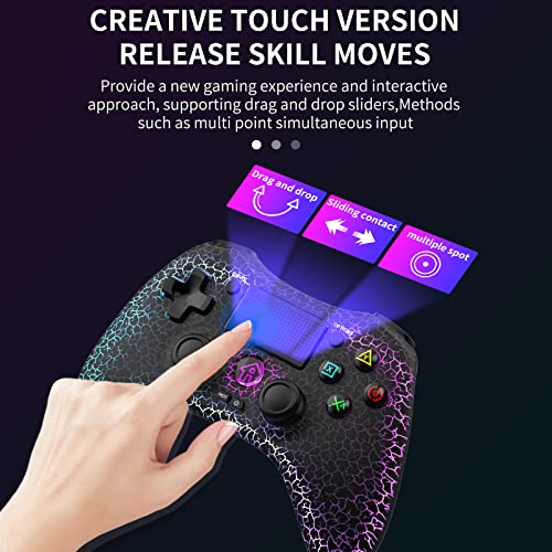 RALAN Wireless Controller with 8 Color Adjustable LED Lighting Compatible with PS4 Pro/PS4 Slim/PS3/PC/IOS/Nintendo Switch/PS4 Controller Dualshock 4, with Headphone Jack for FPS Game (Black)