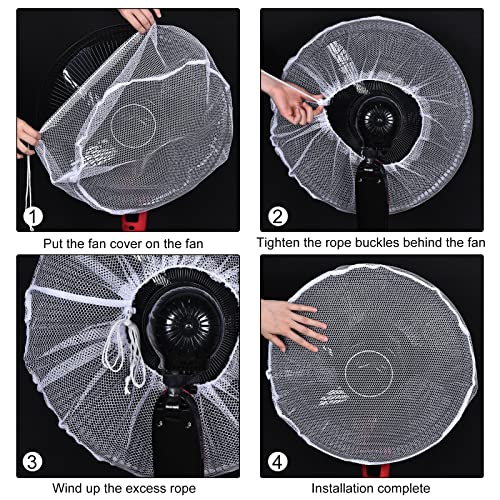 MECCANIXITY Electric Fan Dust Cover 16 Inch Washable Dustproof Guard Mesh Net for Protection, White Pack of 3