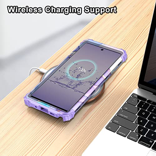 Hekodonk Galaxy Note 10 Plus Case - Heavy Duty Shockproof Protection, Hard Plastic & Silicone Rubber Hybrid, Purple Marble
