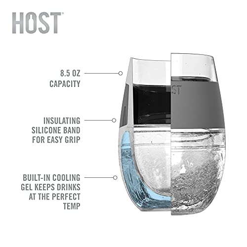 Host Cooling Cup Set of 1 Plastic Double Wall Insulated Freezable Drink Chilling Tumbler with Freezing Gel, Wine Glasses for Red and White Wine, 8.5 oz, Translucent Purple