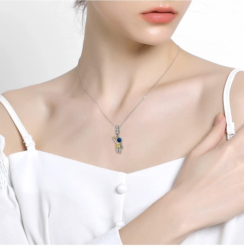 CHTLOR Astronaut Dangle Charm Star picker Charm 925 Sterling Silver Pendant women's necklace bracelet DIY accessories Fit for European Charm Bracelet