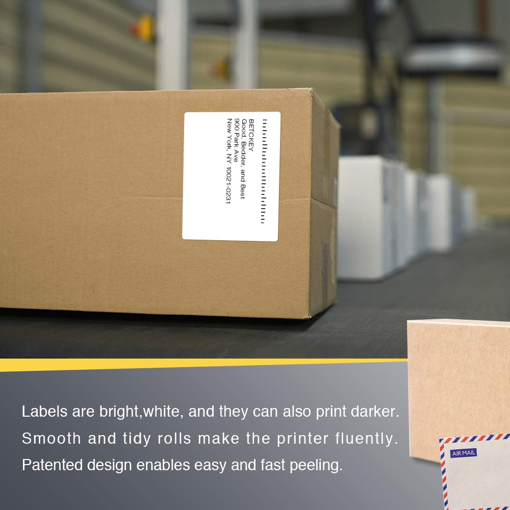 BETCKEY - 4" x 3" (102 mm x 76 mm) Shipping & Multipurpose Labels Compatible with Zebra & Rollo Label Printer,Premium Adhesive & Perforated [20 Rolls, 10000 Labels]