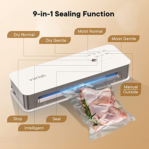 Vacuum Sealer Machine, voriah automatic smart touch screen Vacuum Sealer Machine (automatic & manual optional),9-in-1 multi-function sealing mode For food preservation and storage,Pow erful Dual Pumps Food Air Sealing System, Sous Vide ,machine washabl