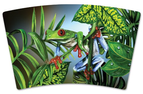 Mugzie Red Toe Tree Frog Travel Mug with Insulated Wetsuit Cover, 16 oz, Black
