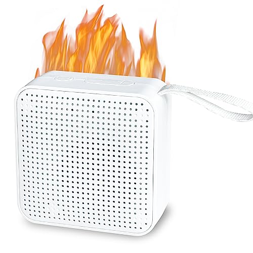 MSELTOS Fireplace Crackling Sound Maker, 2 in 1 Realistic Rechargeable Fire Crackling Sound Machine for Gas & Electric Fireplace, Fire Crackler Sound System, 3H Timer, 16 Levels of Volume (White)