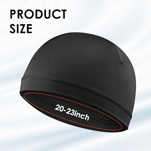 COMNICO 2 Pcs Men Skull Caps, Beanie Multifunctional Sleep Hats Breathable Headwear Sweat Absorbent Liner Cap for Men Women (Black,Dark Grey)