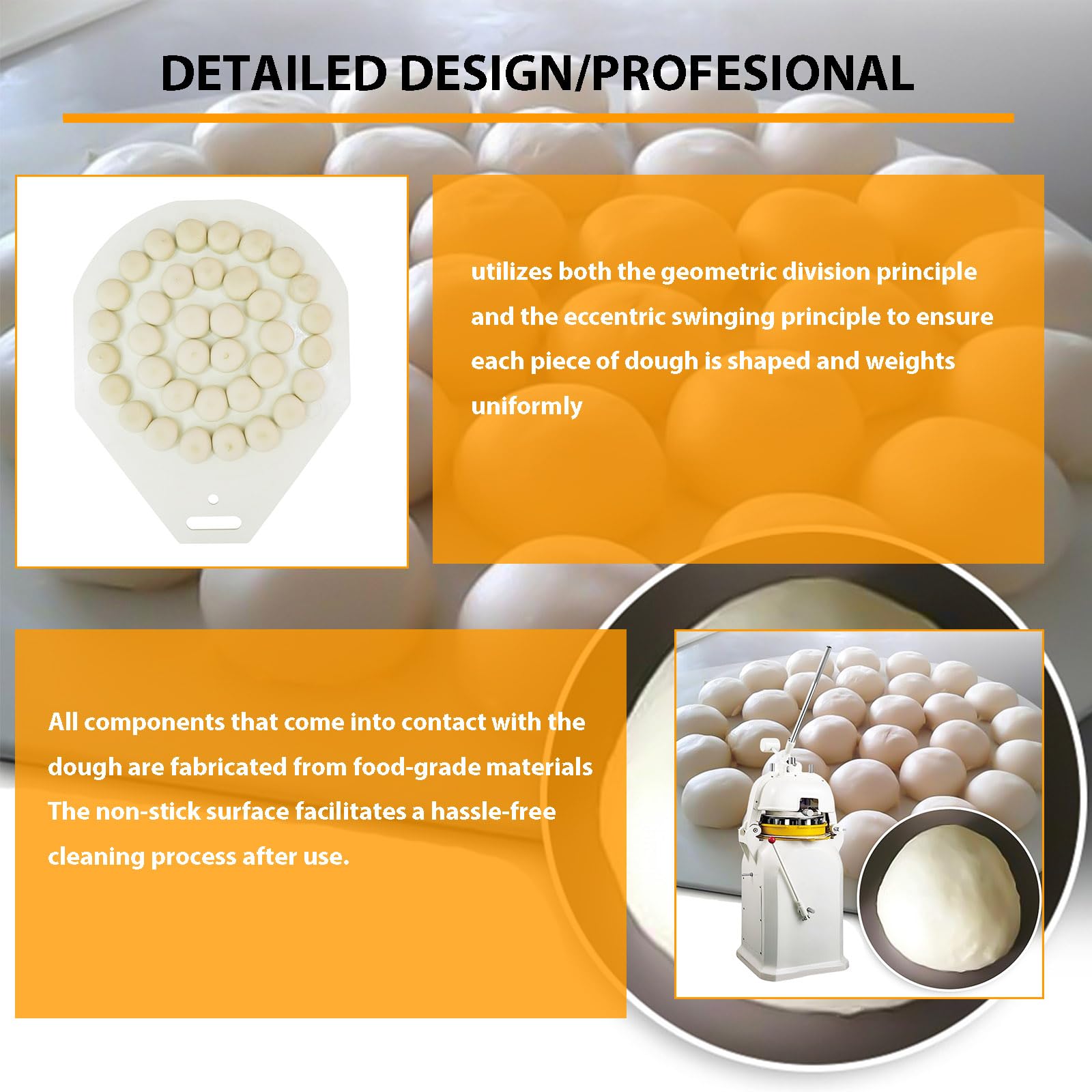 EQCOTWEA Dough Divider Rounder Machine 36Pcs Pastry Dough Dividing Rounding Machine Dough Portioning Rounder Bread Semi-Automatic Dough Separator Splitter Roller Dough Ball Maker Shaper 20g-70g 110V