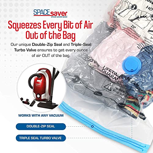 Spacesaver Vacuum Storage Bags (Jumbo 10pk) Save 80% on Clothes Storage Space - Space Saver Vacuum Storage Bags for Comforters, Blankets, Bedding, Compression Seal for Closet Storage - Pump for Travel
