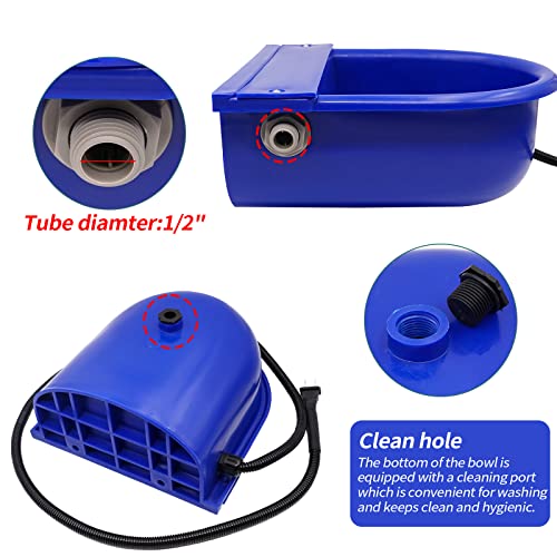 MUDUOBAN Water Bowl Heater with Float Valve Automatic Heated Animal Drinking Water Bowl Large Capacity for Goat Horse Cattle Pig Sheep Pet Dog (Blue)
