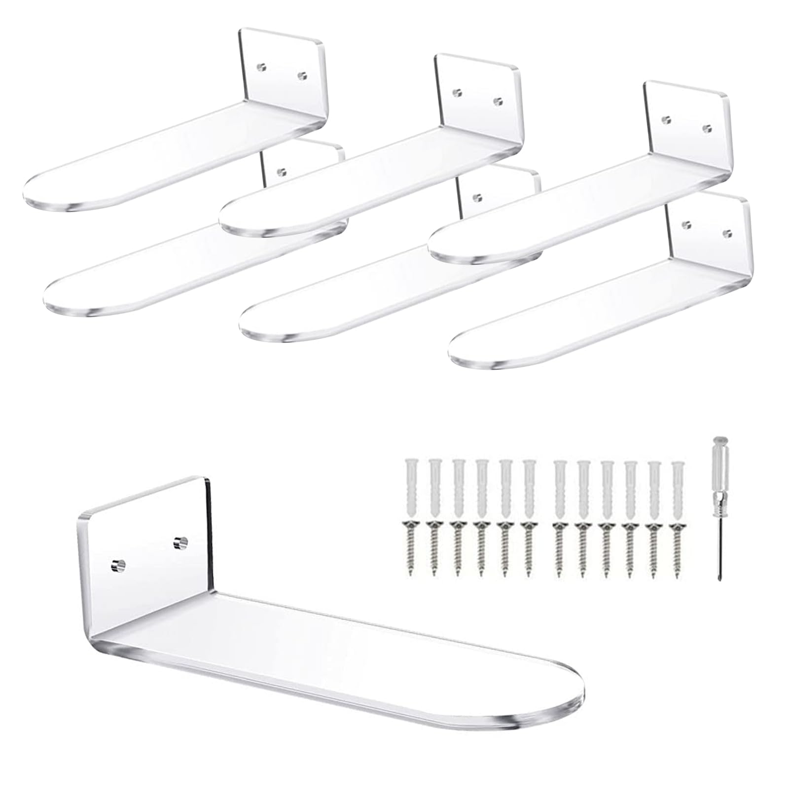 Guntsous 6 PCS Acrylic Floating Shoe Rack Wall Mount Display Shoe Rack Transparent Storage Rack for Home Use Sneaker Display Rack with Screws and Anchors