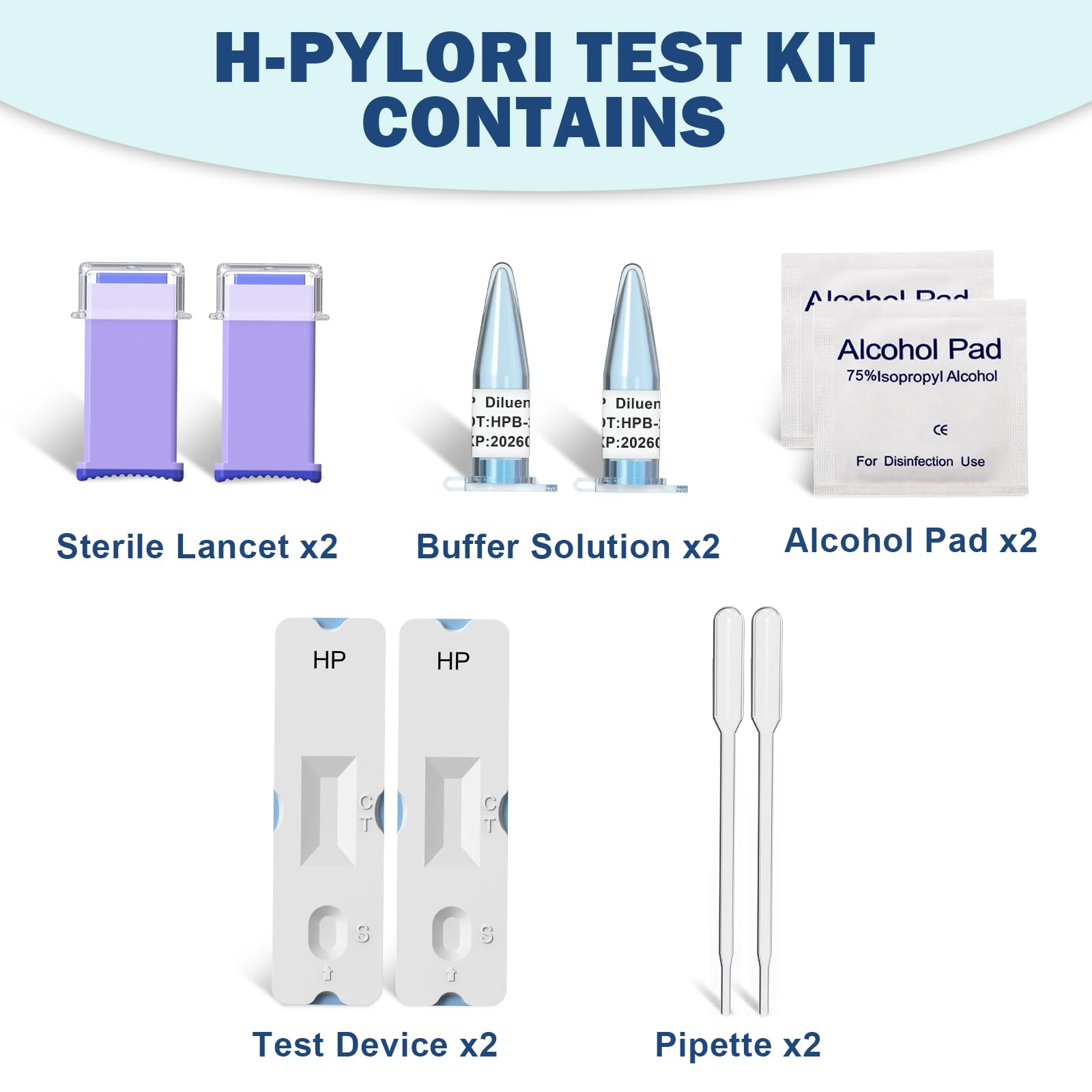EASYIN H Pylori Test Kit: 2 Pack Helicobacter Pylori Test at Home Results in 10-15 Minutes - Fast & Highly Accurate, Easy to use & Read H-Pylori Test Kit (2)