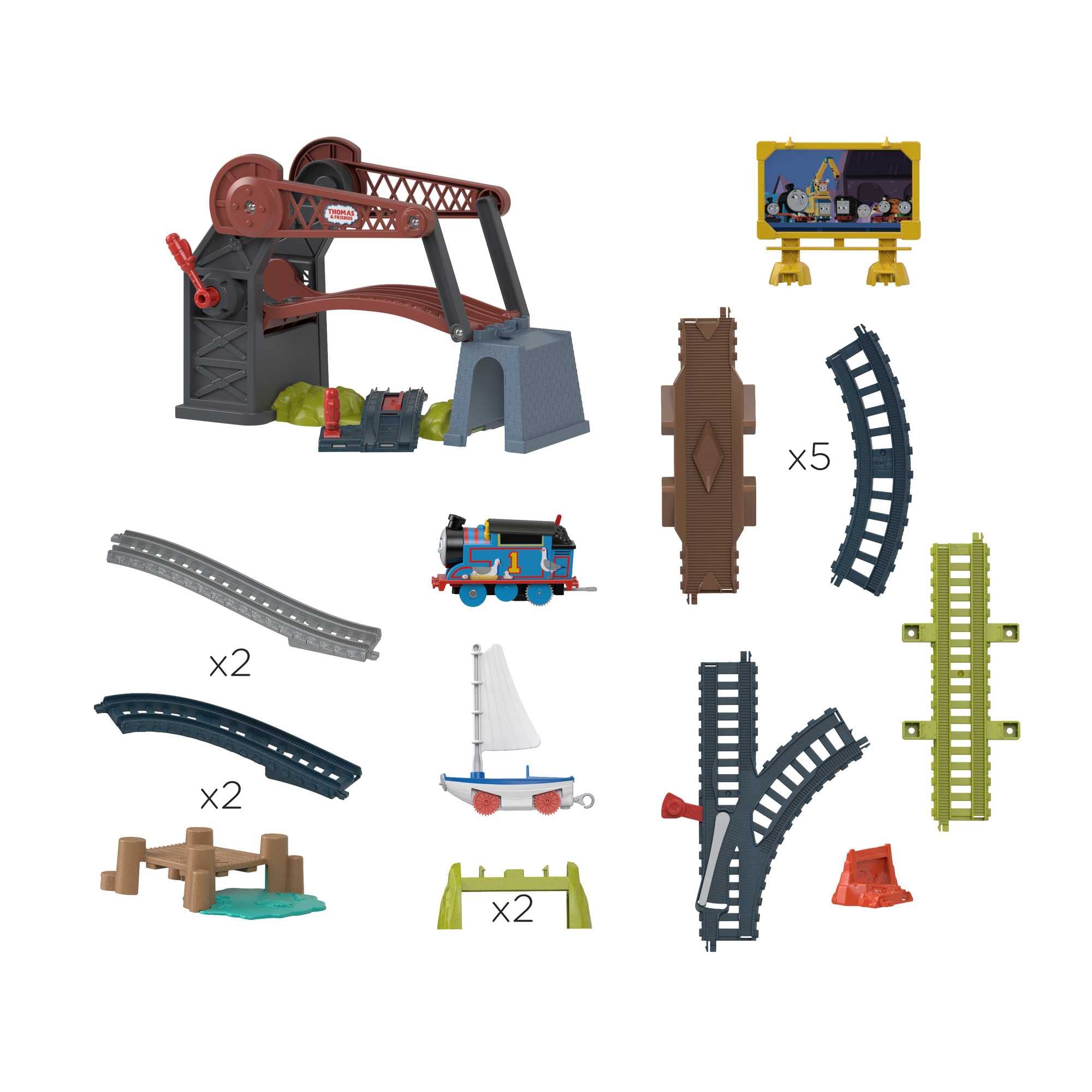 Thomas & Friends Motorized Toy Train Set Bridge Lift Thomas & Skiff Track Playset with Boat for Preschool Pretend Play Kids Ages 3+ Years