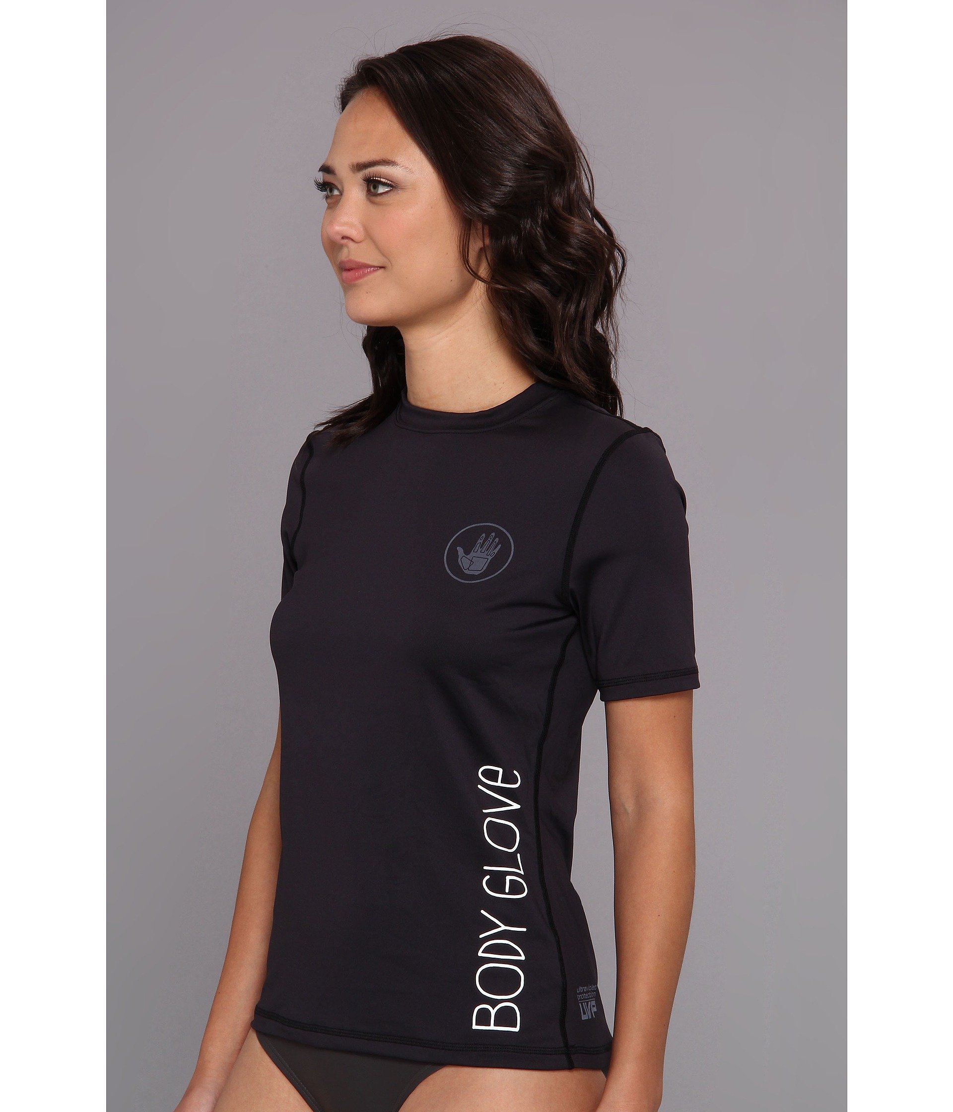 Body Glove Women's Loose Fit Short Sleeve Rash Guard Tops, Black, Small