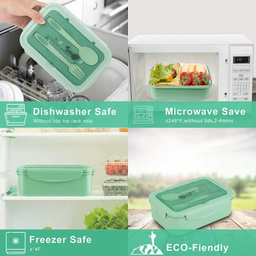 MUJUZE Bento Lunch Box for Adults, Bento Box Adult Lunch Box, Leak-Proof Bento Box, Microwable Bento Boxes, Containers for Lunch Food-Safe Materials and BPA-Free