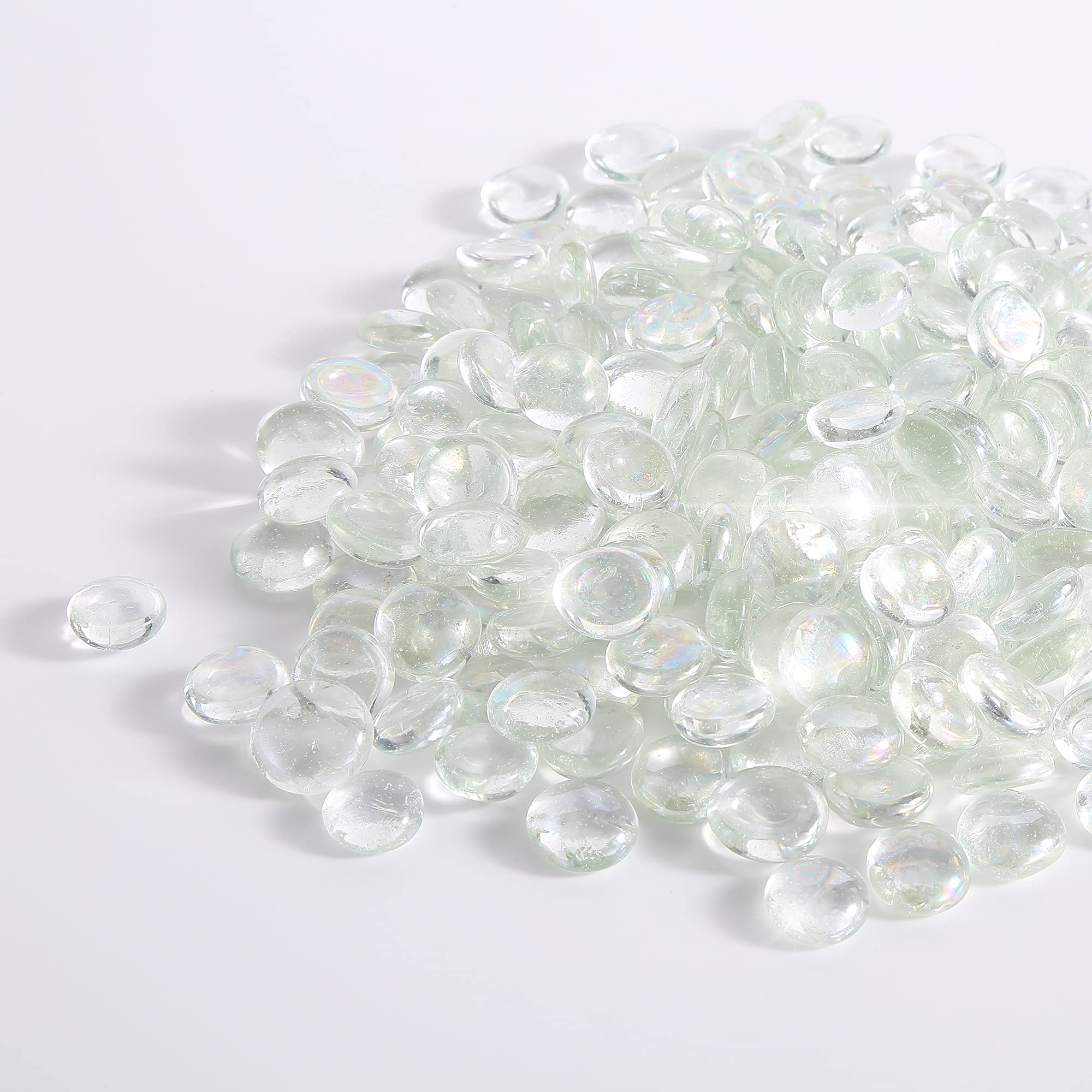Empava 10 lbs. 1.0-in Drop Beads Reflective Tempered Glass for Gas Fire Pit, Crystal Ice
