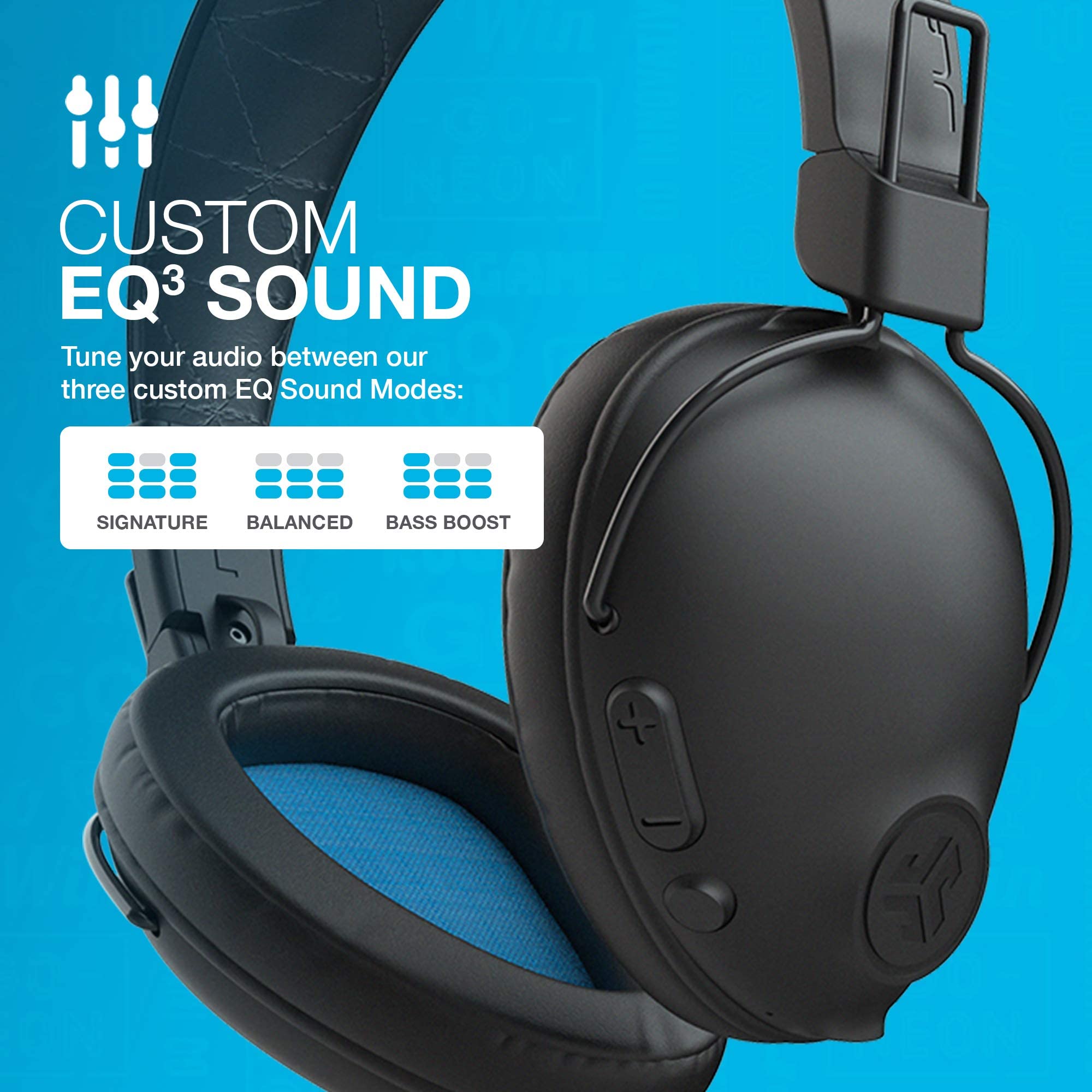 JLab Headphone Hard Travel Case Studio Pro Bluetooth Wireless Over-Ear Headphones, 50+ Hour Bluetooth 5 Playtime, EQ3 Sound, Ultra-Plush Faux Leather & Cloud Foam Cushions, Black
