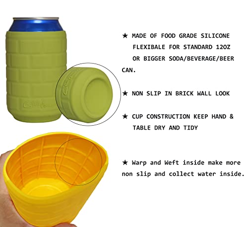 Soft Silicone Sleeves Insulators for Standard Soda/Beverage/Beer Can, 12OZ Standard Can Cold Insulating Covers, Soda Sleeves Coolers Holder, Non-slip Beverage Can Coolier Sleeves (Gray)