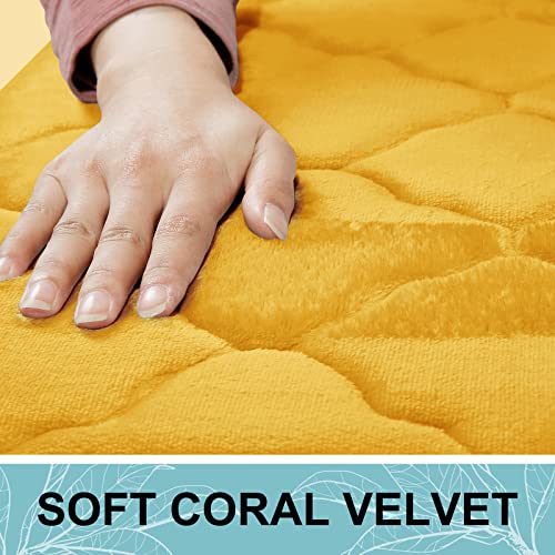 OLANLY Memory Foam Bath Mat Rug, Ultra Soft Non Slip and Absorbent Bathroom Rug, Machine Wash Dry, Comfortable, Thick Bath Rug Carpet for Bathroom Floor, Tub and Shower, 24x16, Yellow