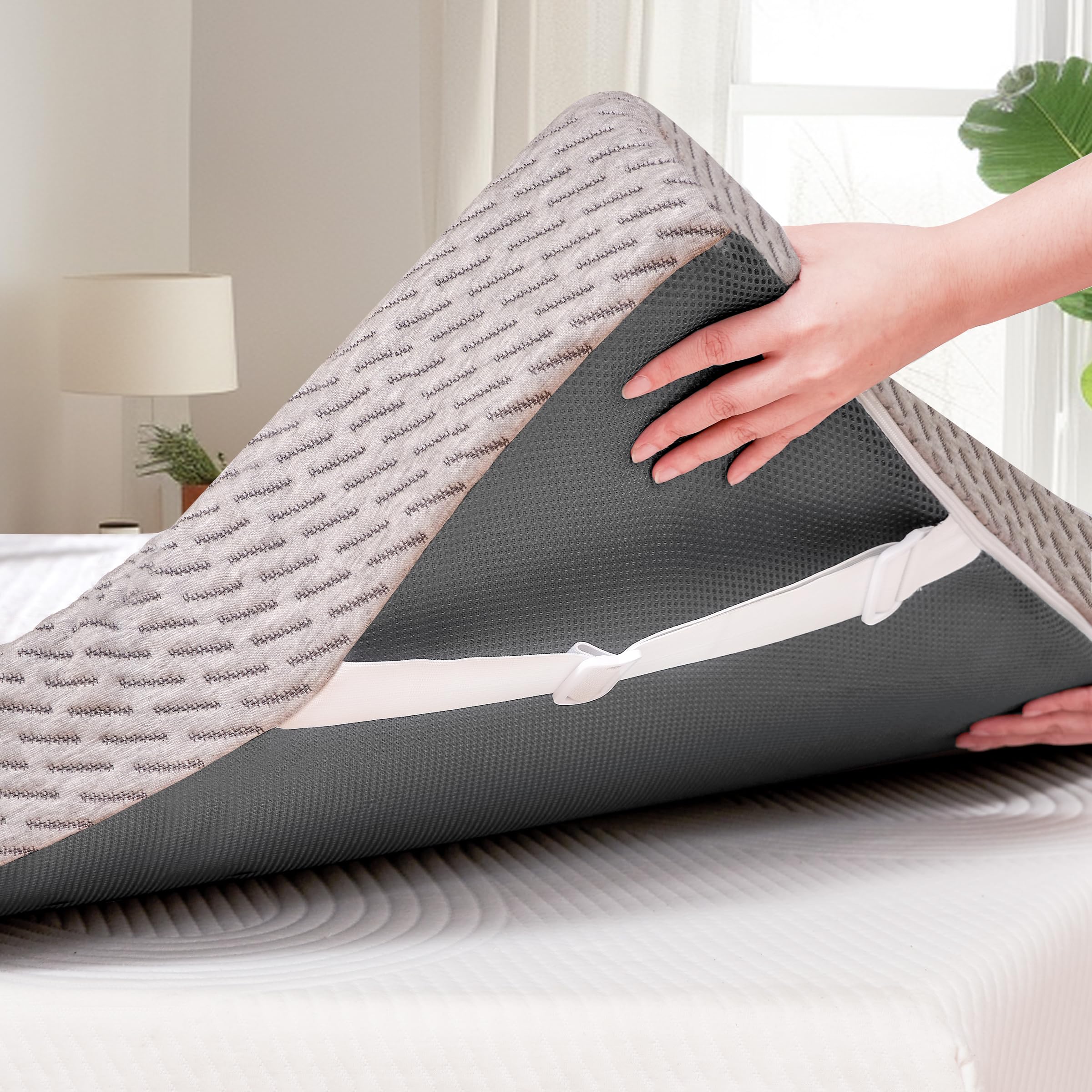 CHUN YI 4 Inch King Memory Foam Mattress Topper, Bed Topper with Soft Cover for Pressure Relief, Breathable Mattress Pad for Sleeper Sofa, RV, Camper, CertiPUR-US Certified
